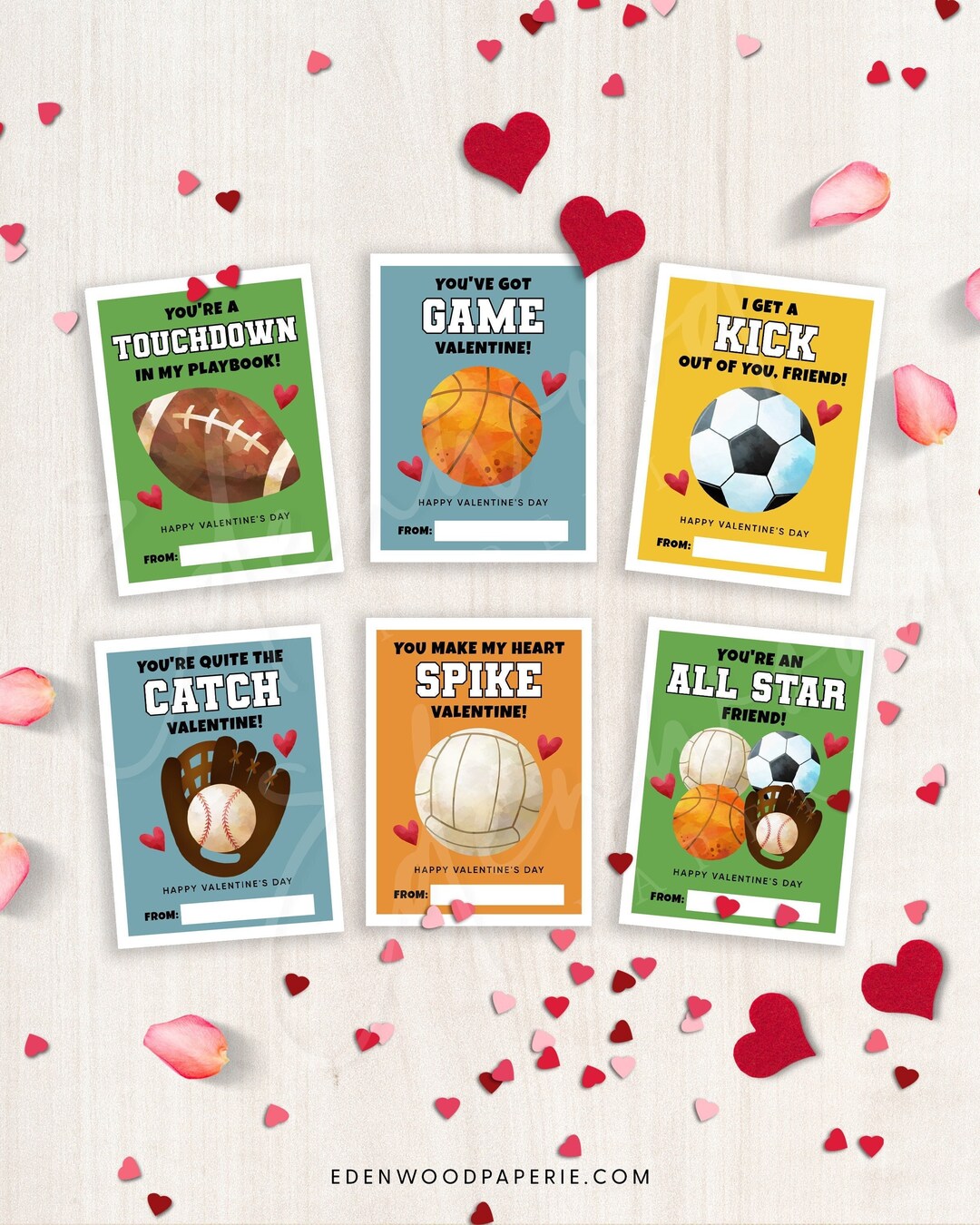 Printable Sports Valentine's Day Cards, Classroom Valentine's Day Cards ...