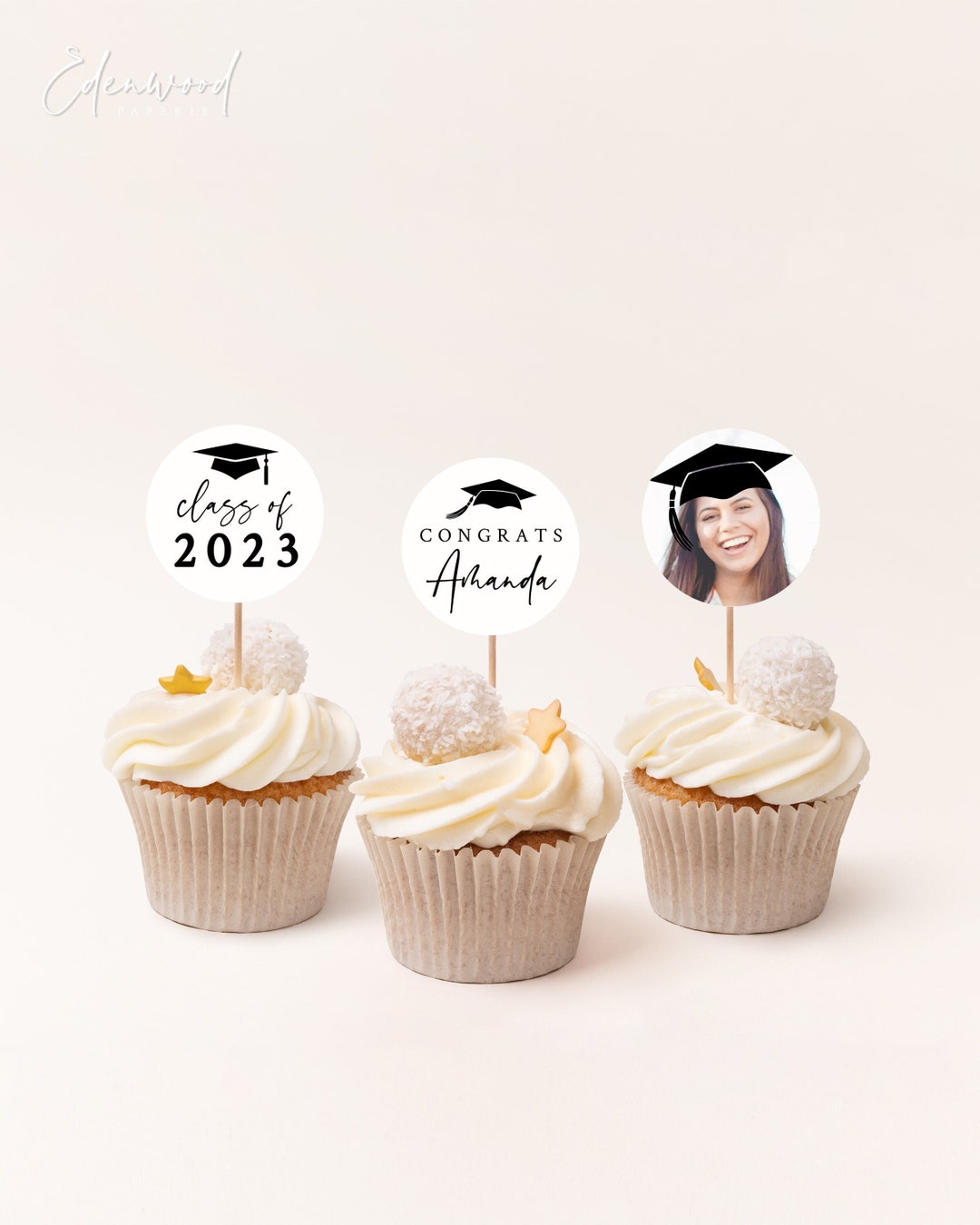 Graduation Cupcake Toppers Template Printable Graduation - Etsy