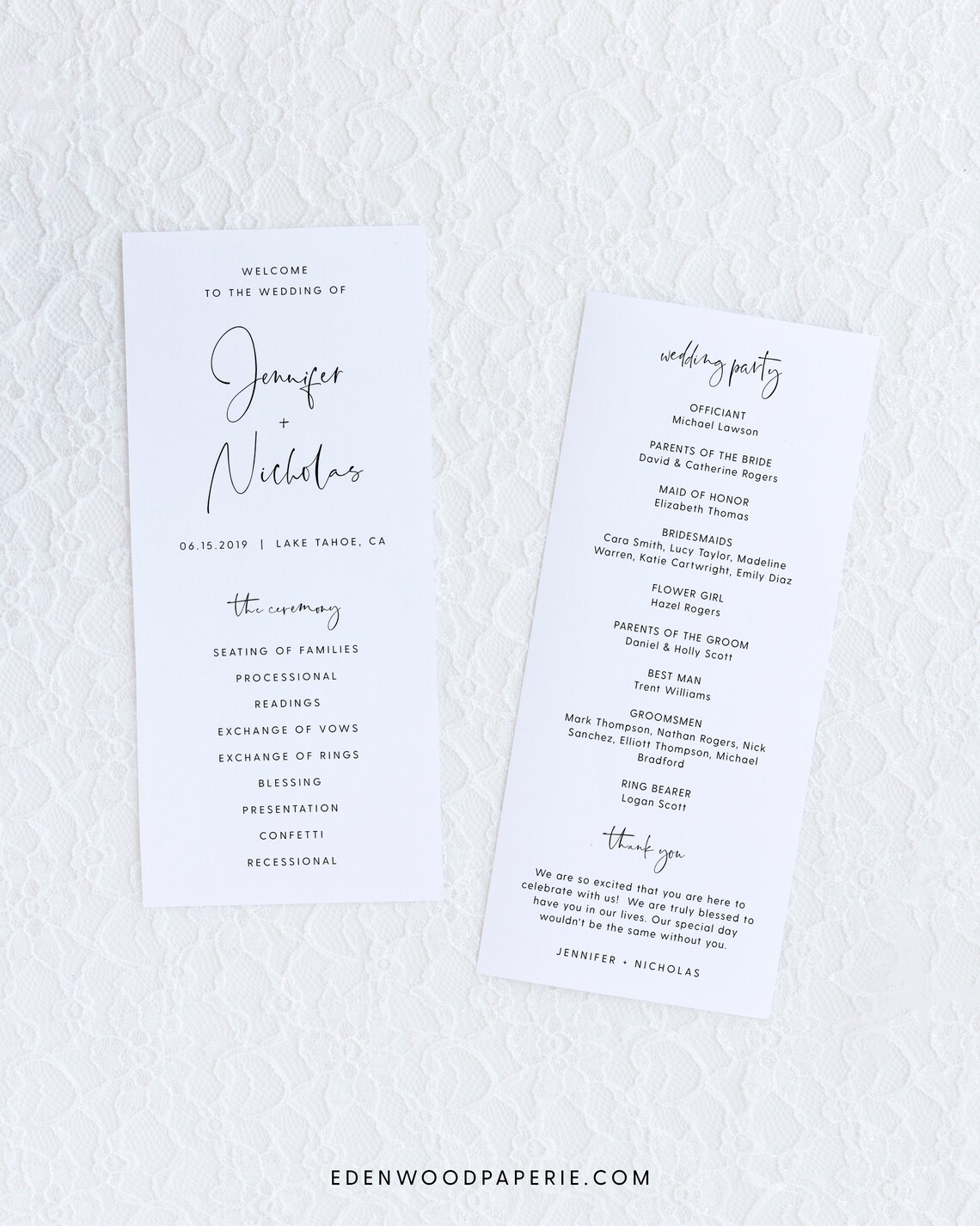 Modern Wedding Program Template Minimalist Wedding Program - Etsy