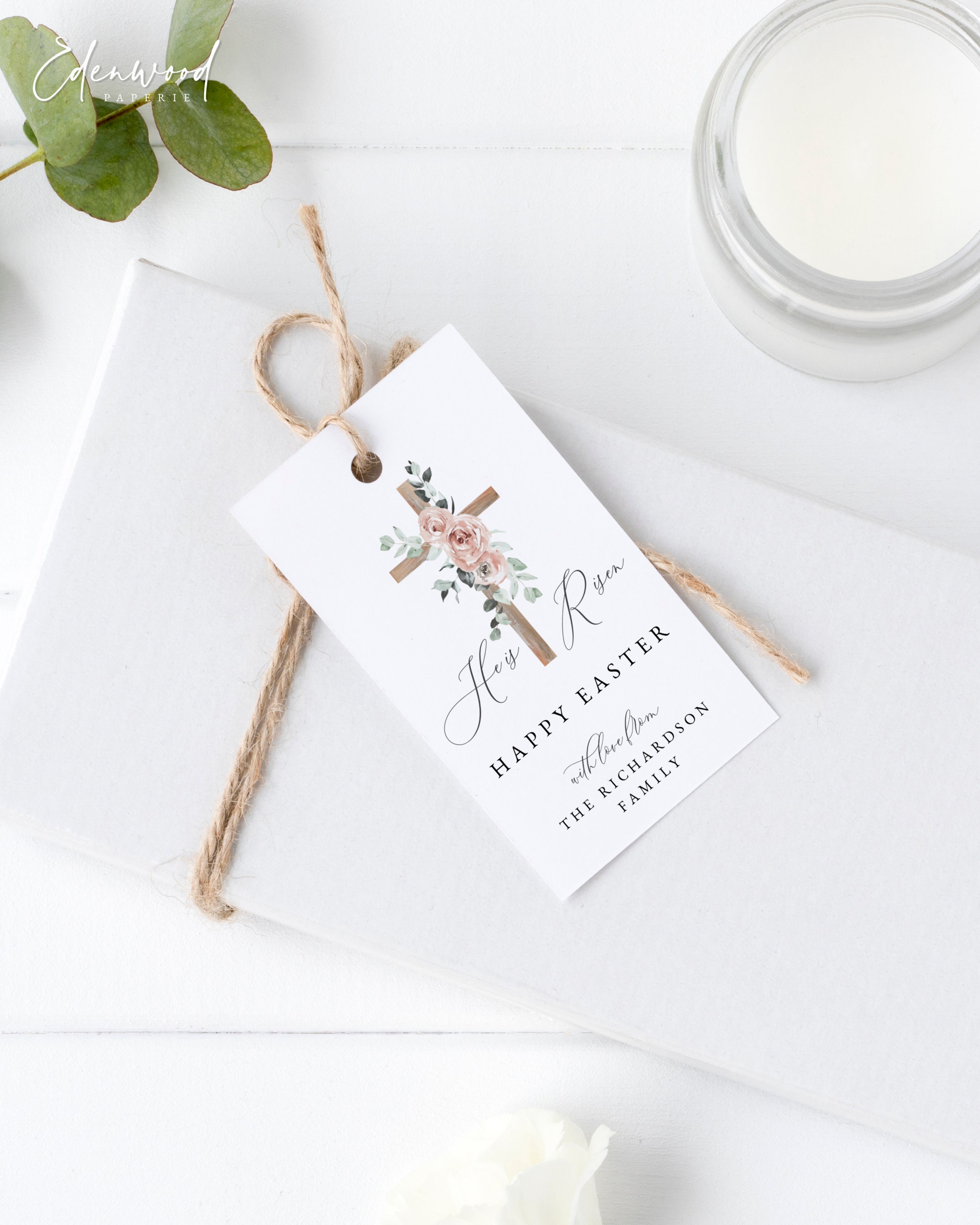 Religious Easter Gift Tag, He is Risen Easter Favor Tag, Printable ...
