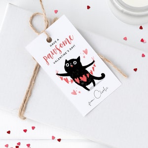 Editable Valentine's Day Tag, Printable Valentine Gifts Tags, Cat ...