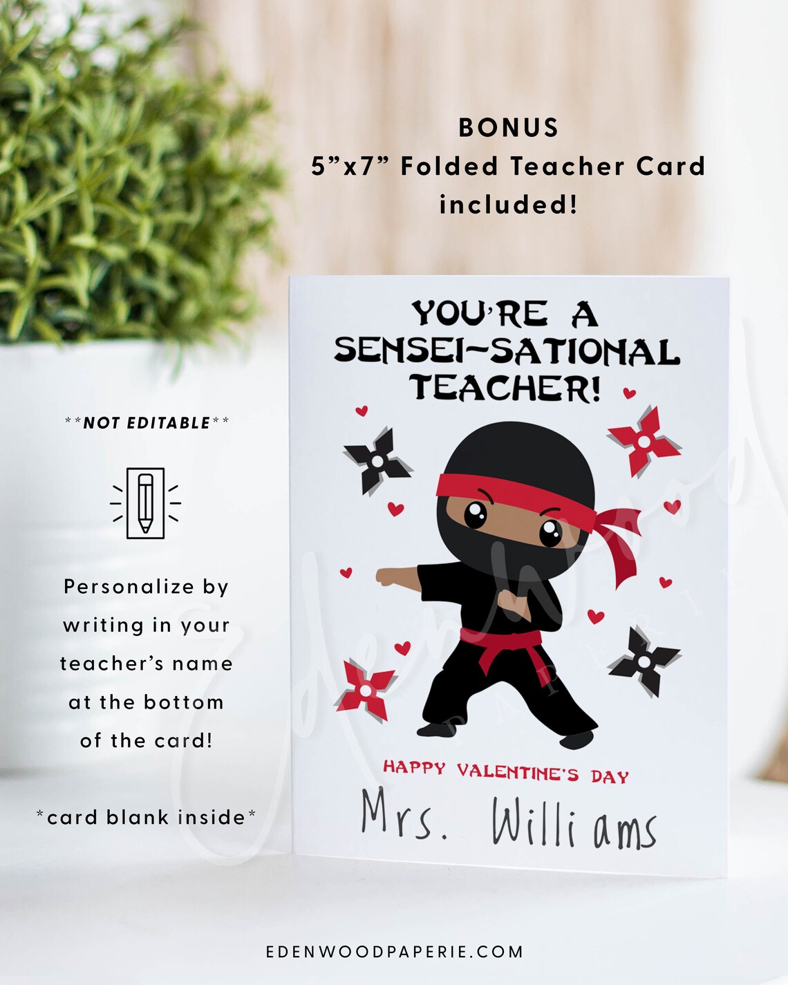 EDITABLE Ninja Valentine's Day Cards, Classroom Valentine's Day Cards ...