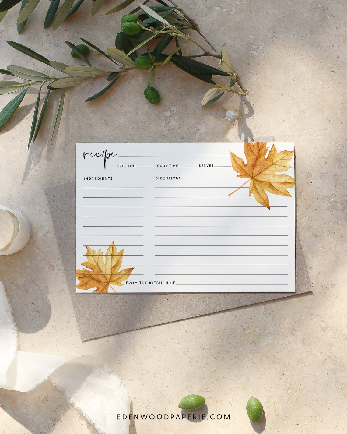 Printable Recipe Cards Fall Recipe Card Thanksgiving Recipe | Etsy