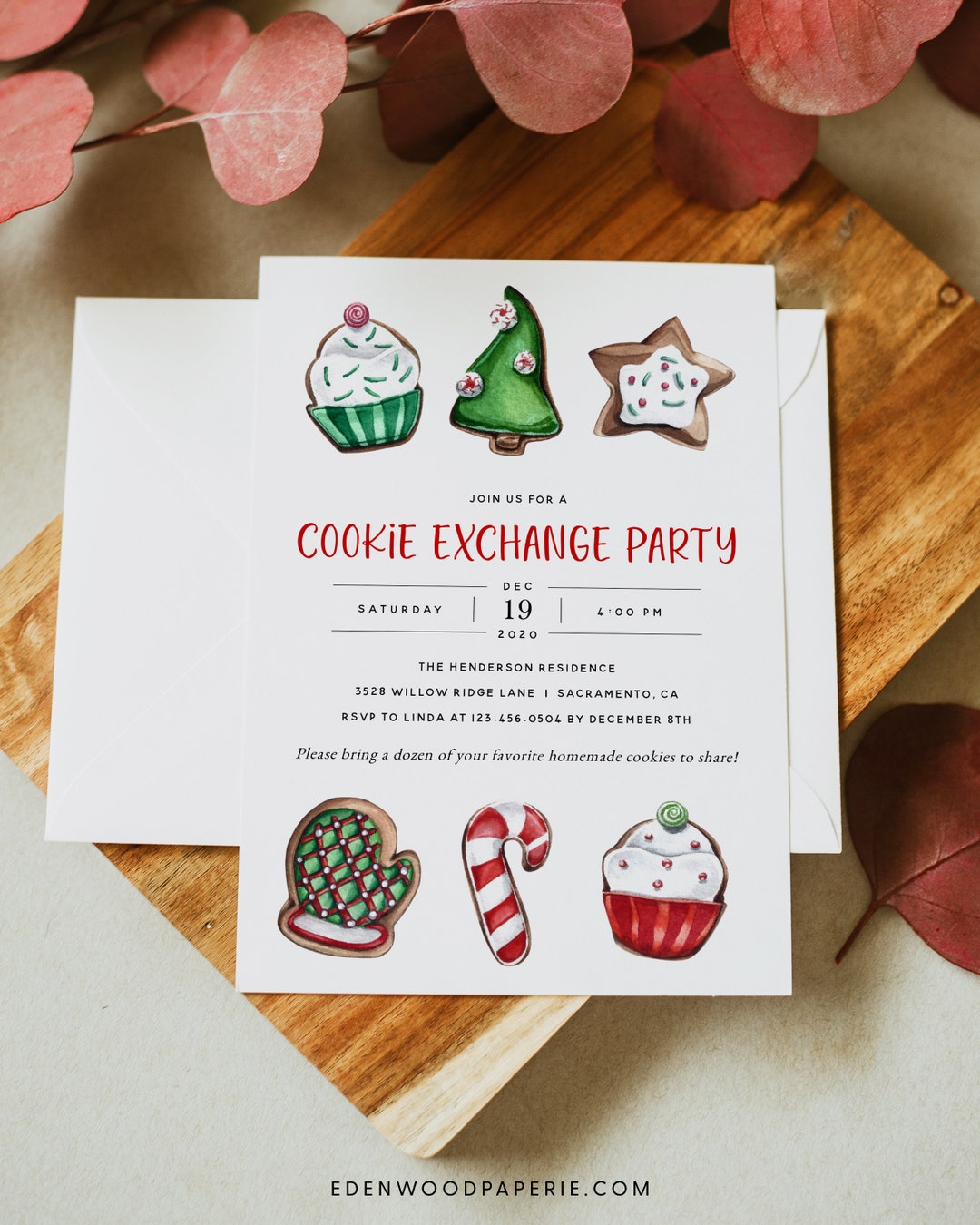 Cookie Exchange Party Invitation, Holiday Cookie Party Invitation ...