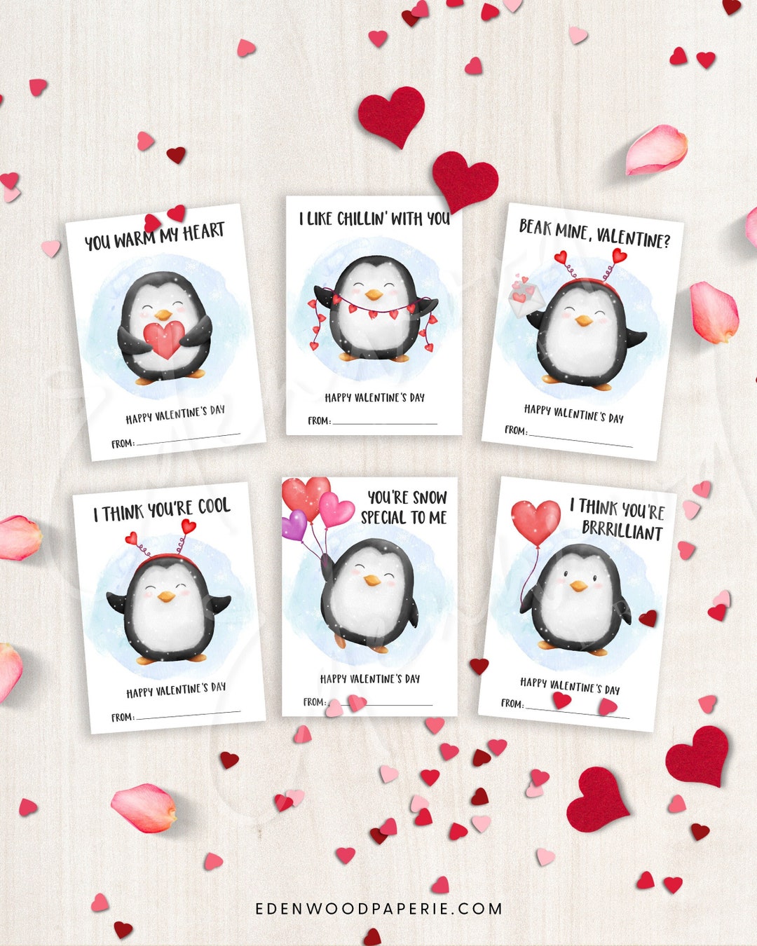 Printable Penguin Valentine's Day Cards, Classroom Valentine's Day ...