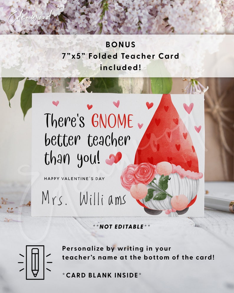 Printable Gnome Valentine's Day Cards, Classroom Valentine's Day Cards ...