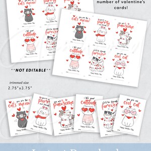 Printable Cat Valentine's Day Cards, Classroom Valentine's Day Cards ...