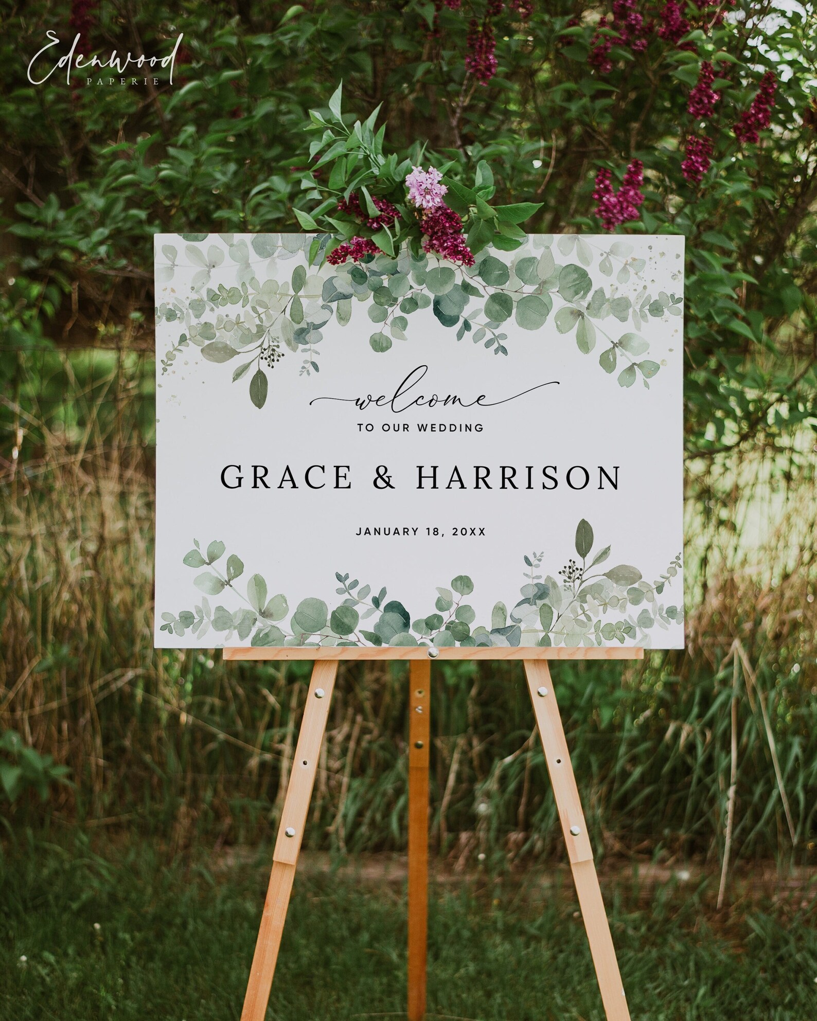 Eucalyptus Wedding Welcome Sign Template 24x18 & - Etsy Australia