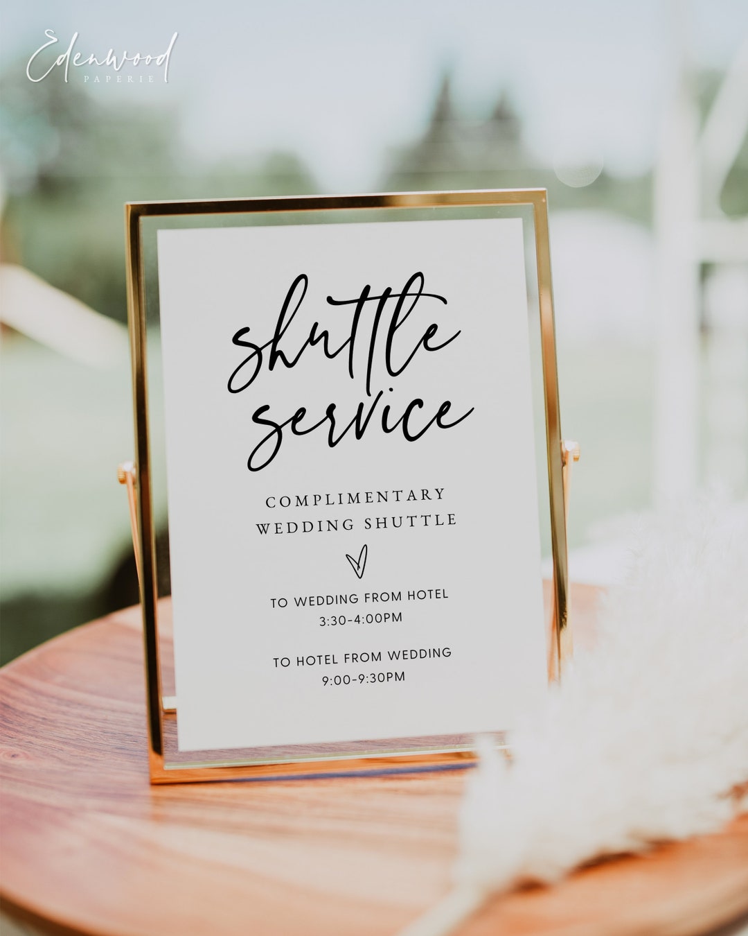 Wedding Shuttle Service Sign, Wedding Shuttle Bus Schedule Sign ...