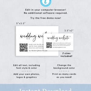 QR Code Wedding Website Card, Printable QR Code Wedding Website Insert ...