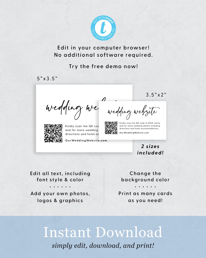 QR Code Wedding Website Card Printable QR Code Wedding - Etsy