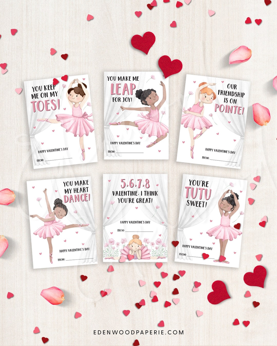 Printable Ballerina Dance Valentine's Day Cards, Classroom Valentine's ...