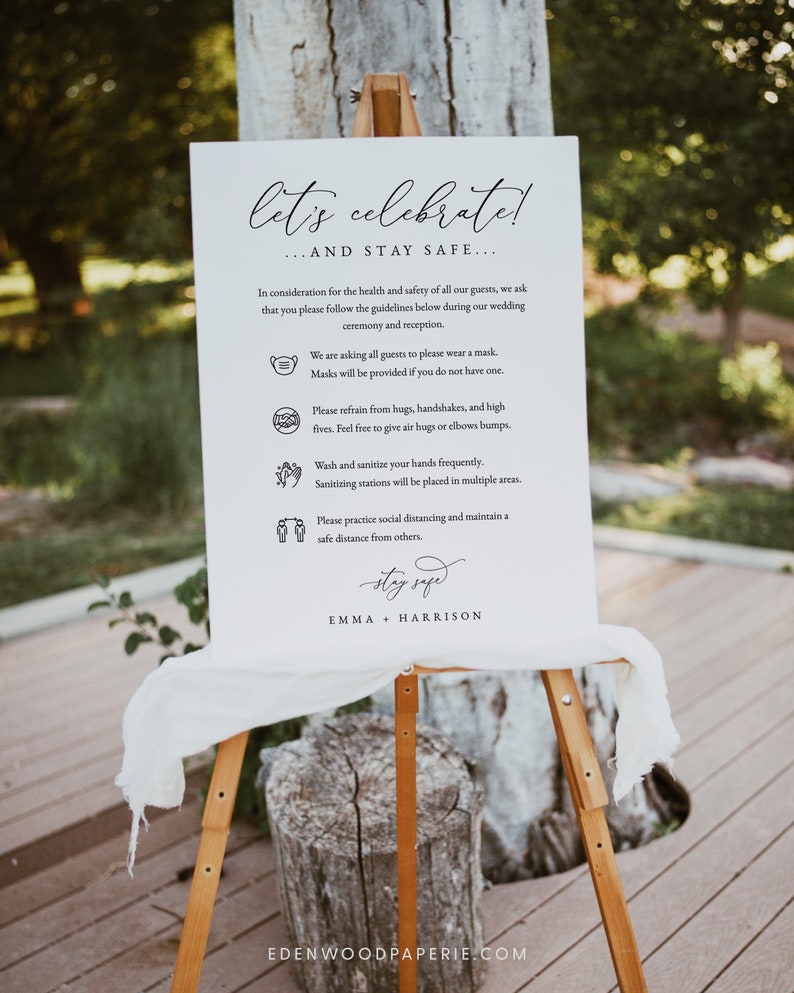 Wedding Social Distancing Sign Covid Wedding Safety Sign - Etsy