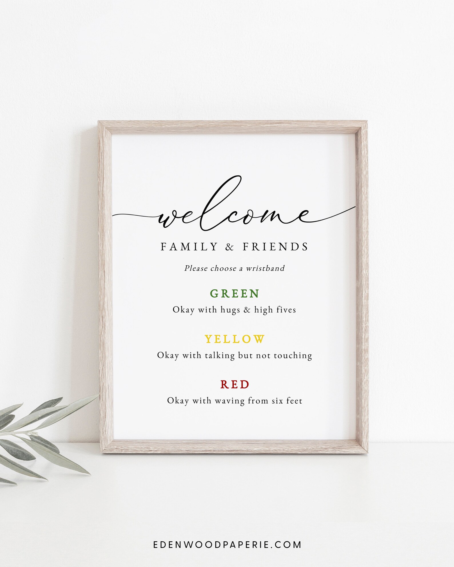 Color Coded Wristband Sign, Social Distance Welcome Sign, Wristband ...