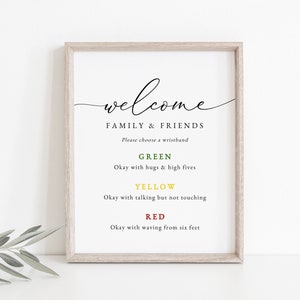 Color Coded Wristband Sign, Social Distance Welcome Sign, Wristband ...