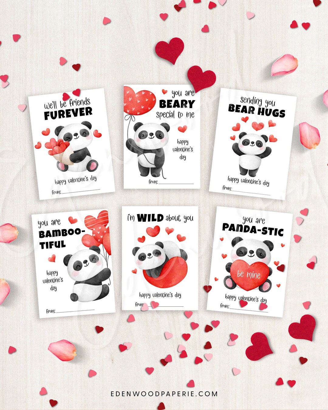 Printable Panda Valentine's Day Cards, Classroom Valentine's Day Cards ...