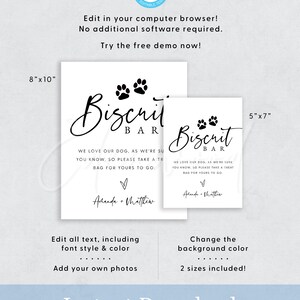 Biscuit Bar Sign, Dog Treat Favor Sign Template, Dog Biscuit Bar Sign ...