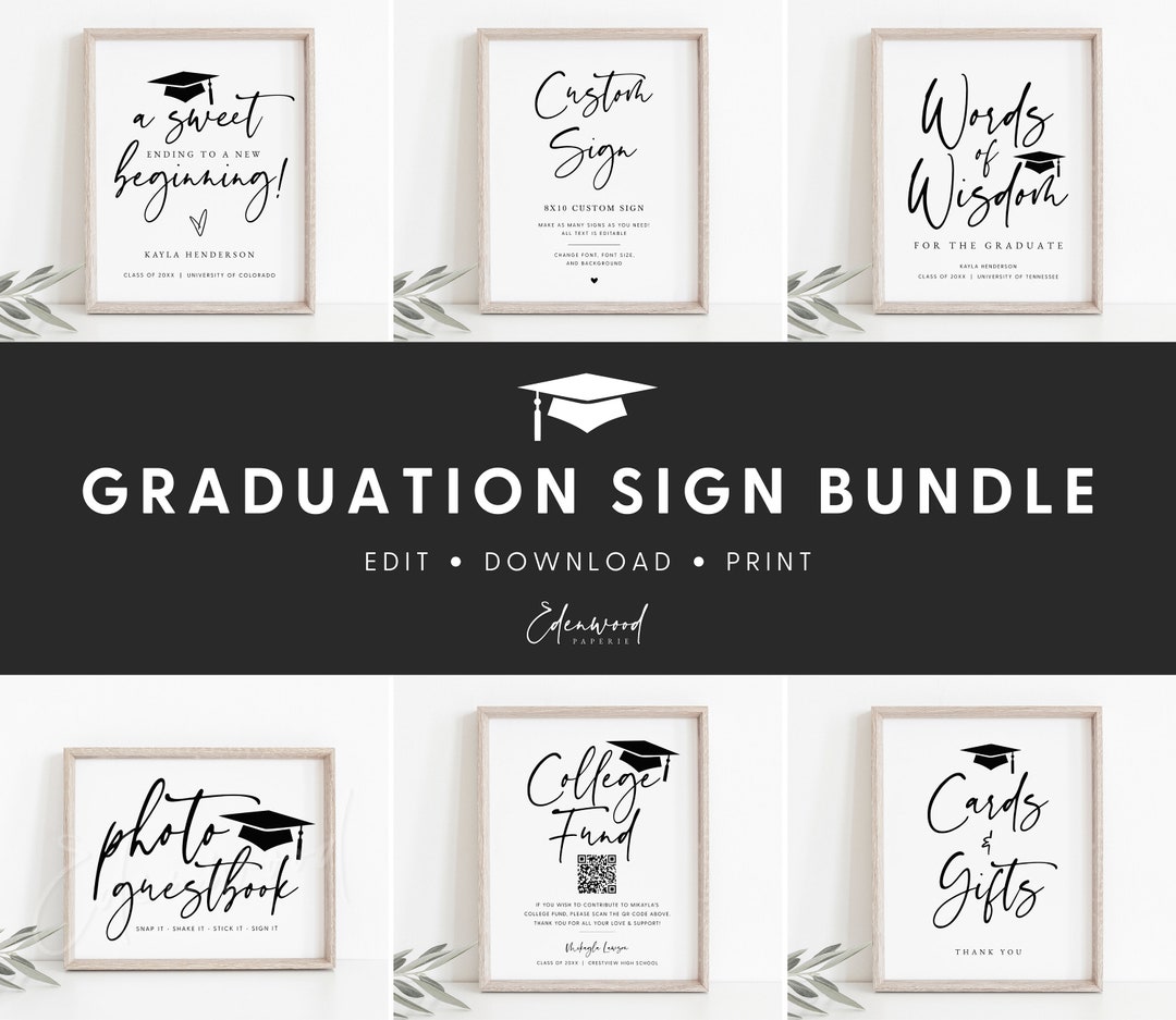 Graduation Signs Bundle, Printable Graduation Bundle, Graduation Table ...