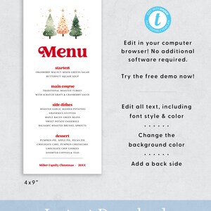 Vintage Christmas Menu Card, Christmas Trees Menu Card Template ...