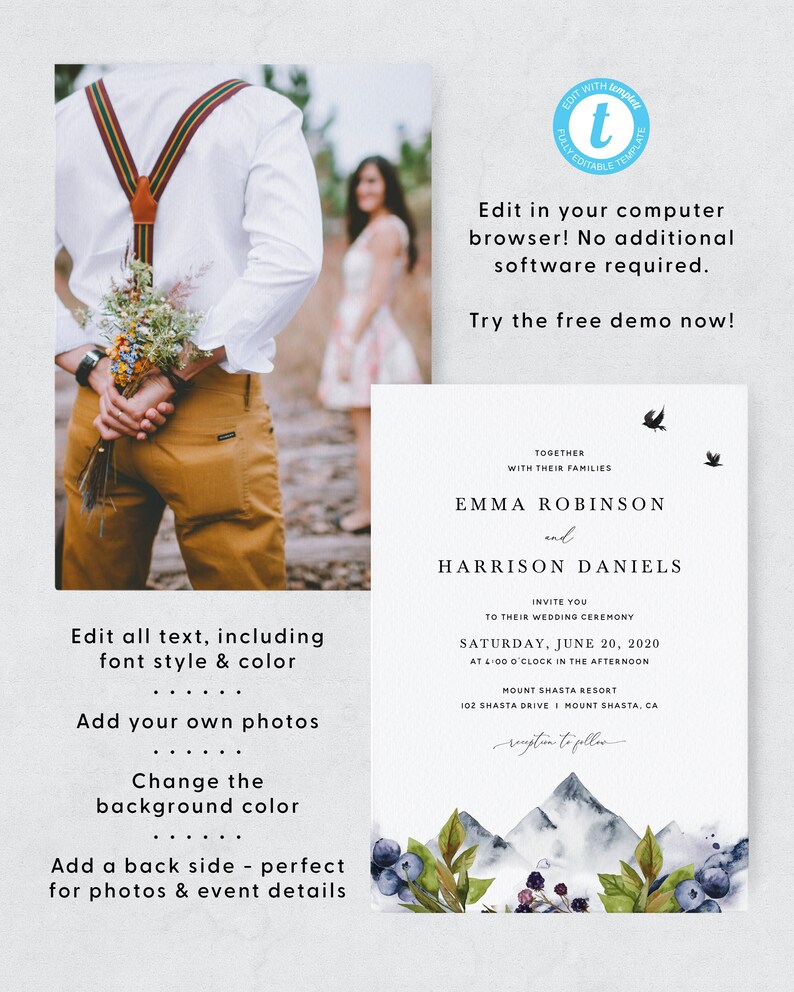 Rustic Mountain Wedding Template Bundle Rustic Wedding - Etsy