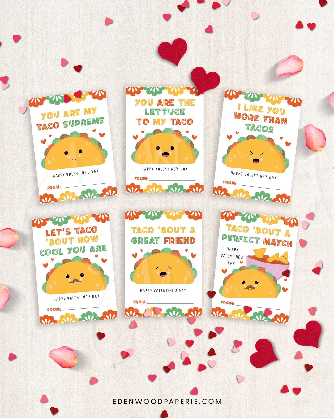Printable Taco Valentine's Day Cards, Classroom Valentine's Day Cards ...