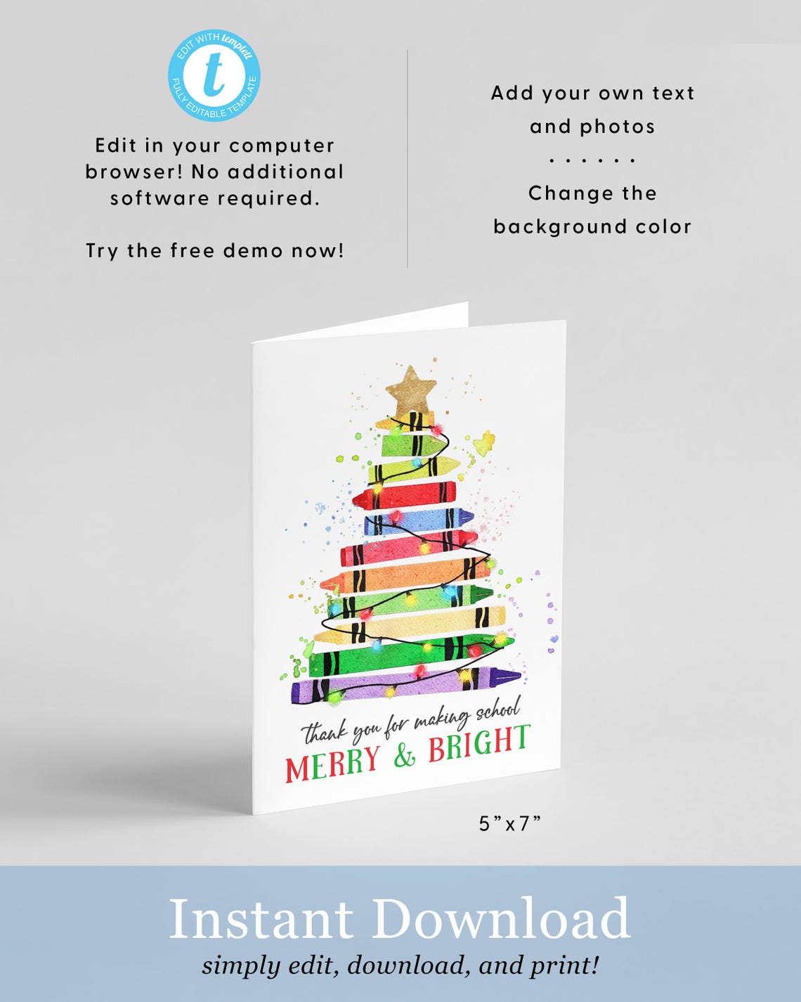 Thank You for Making School Merry & Bright Christmas Card, Christmas ...
