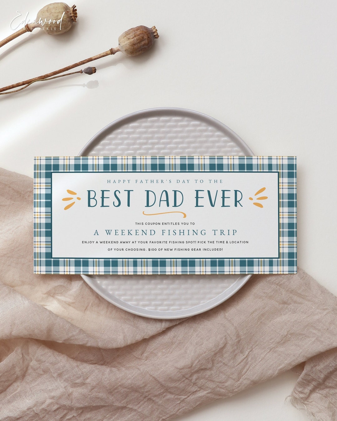 Printable Fathers Day Coupon, Printable Coupon Book, Custom Father's ...