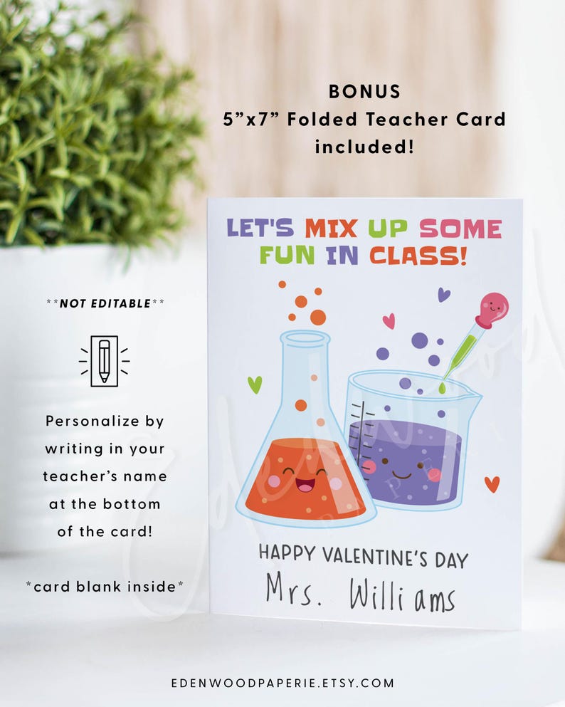 EDITABLE Science Valentine's Day Cards, Classroom Valentine's Day Cards ...