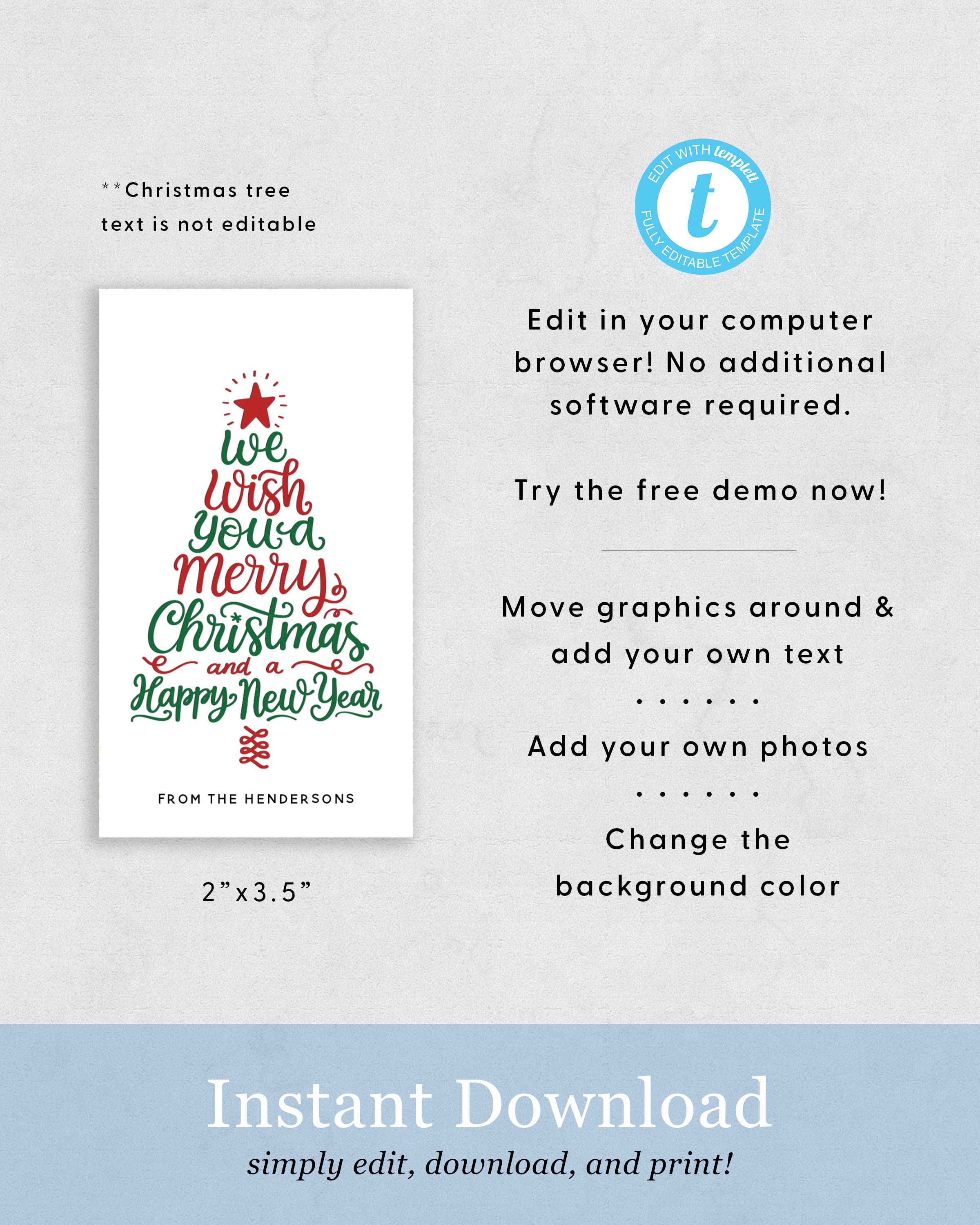 Christmas Tree Gift Tag Printable Christmas Gift Tag - Etsy