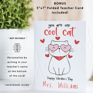 Printable Cat Valentine's Day Cards, Classroom Valentine's Day Cards ...