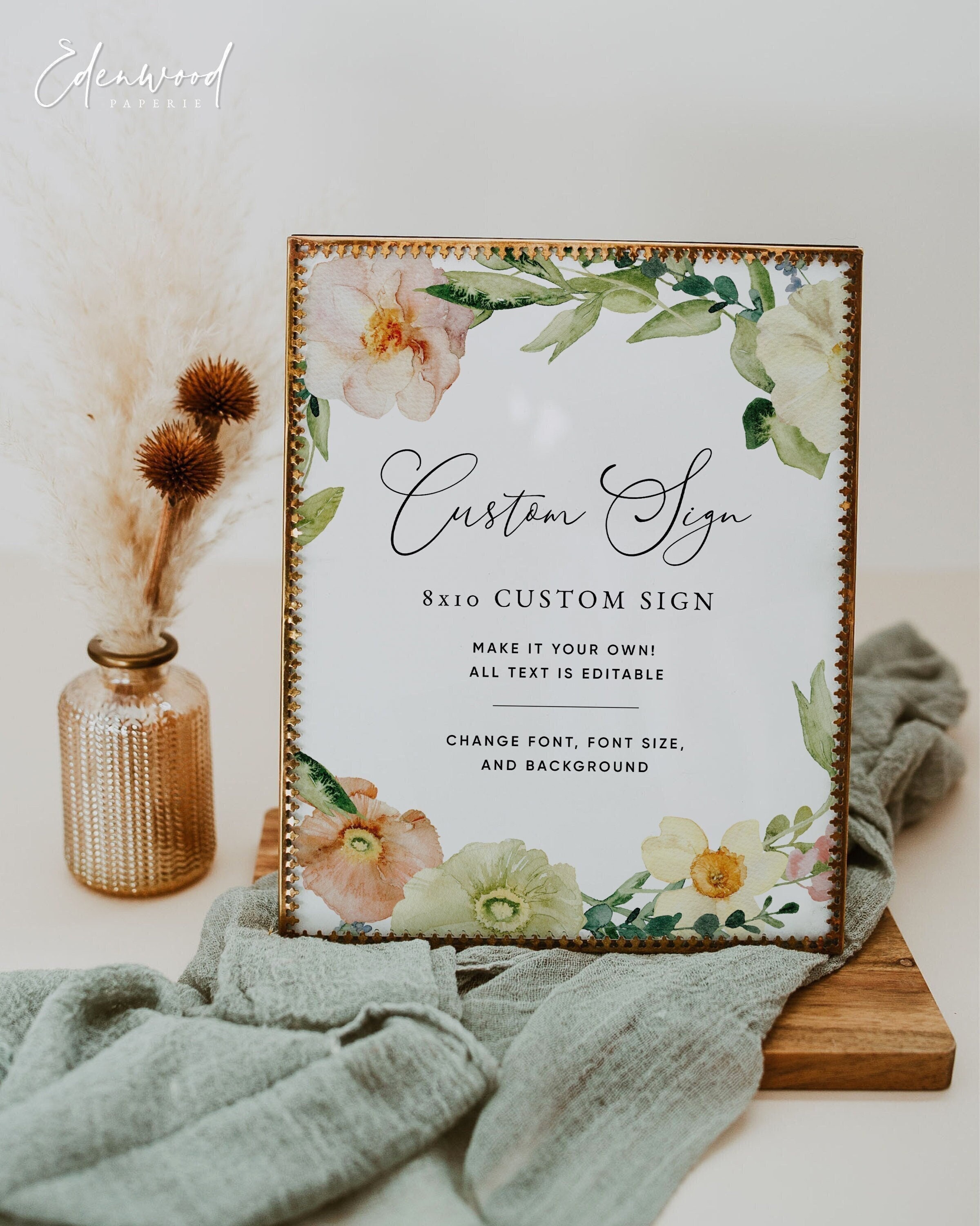 Boho Wedding Sign Template 8x10 Floral Greenery Custom - Etsy