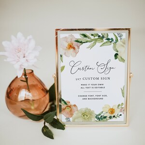 Boho Wedding Sign Template, 8x10 Floral Greenery Custom Wedding Sign ...