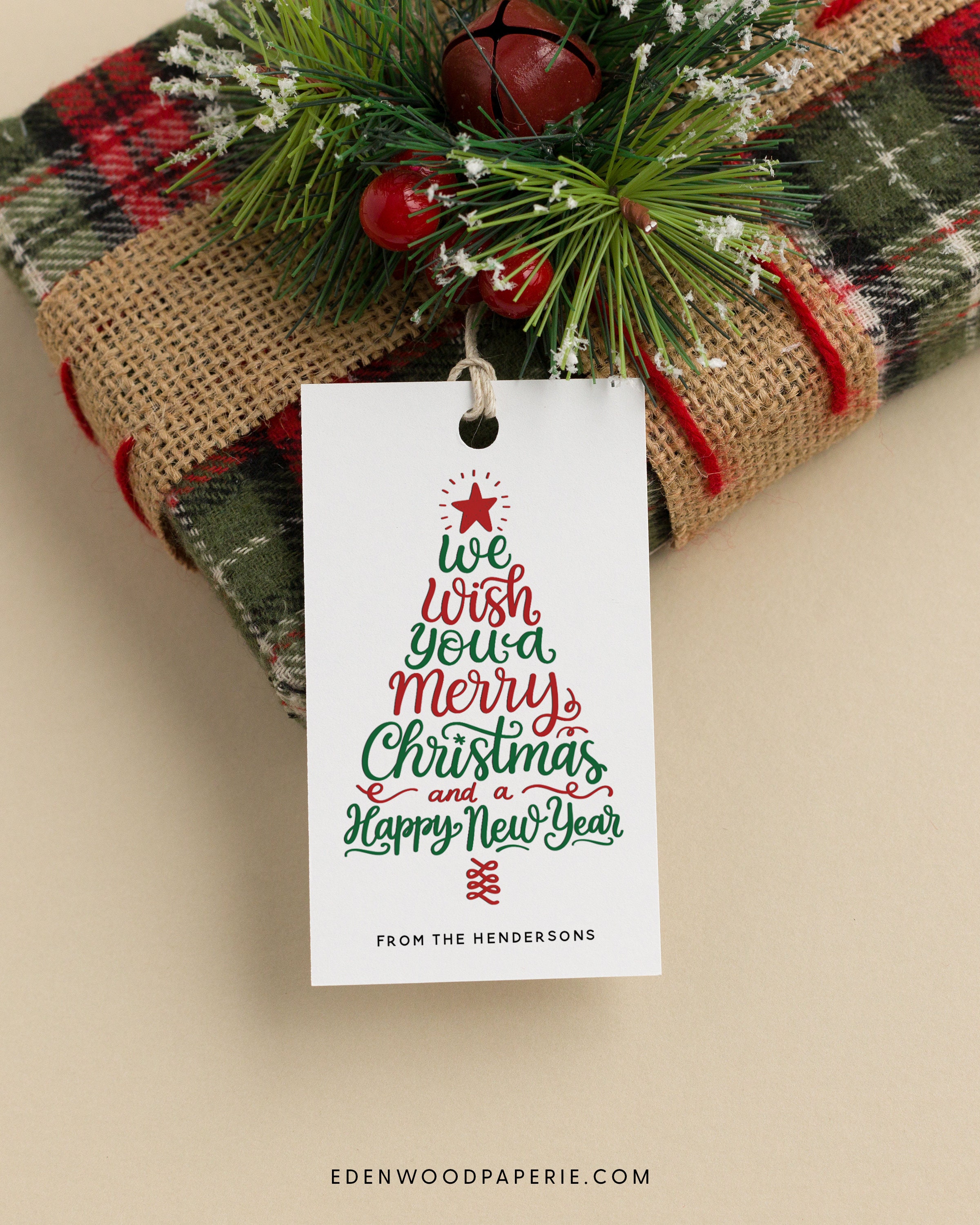 Christmas Tree Gift Tag, Printable Christmas Gift Tag Template, Holiday ...