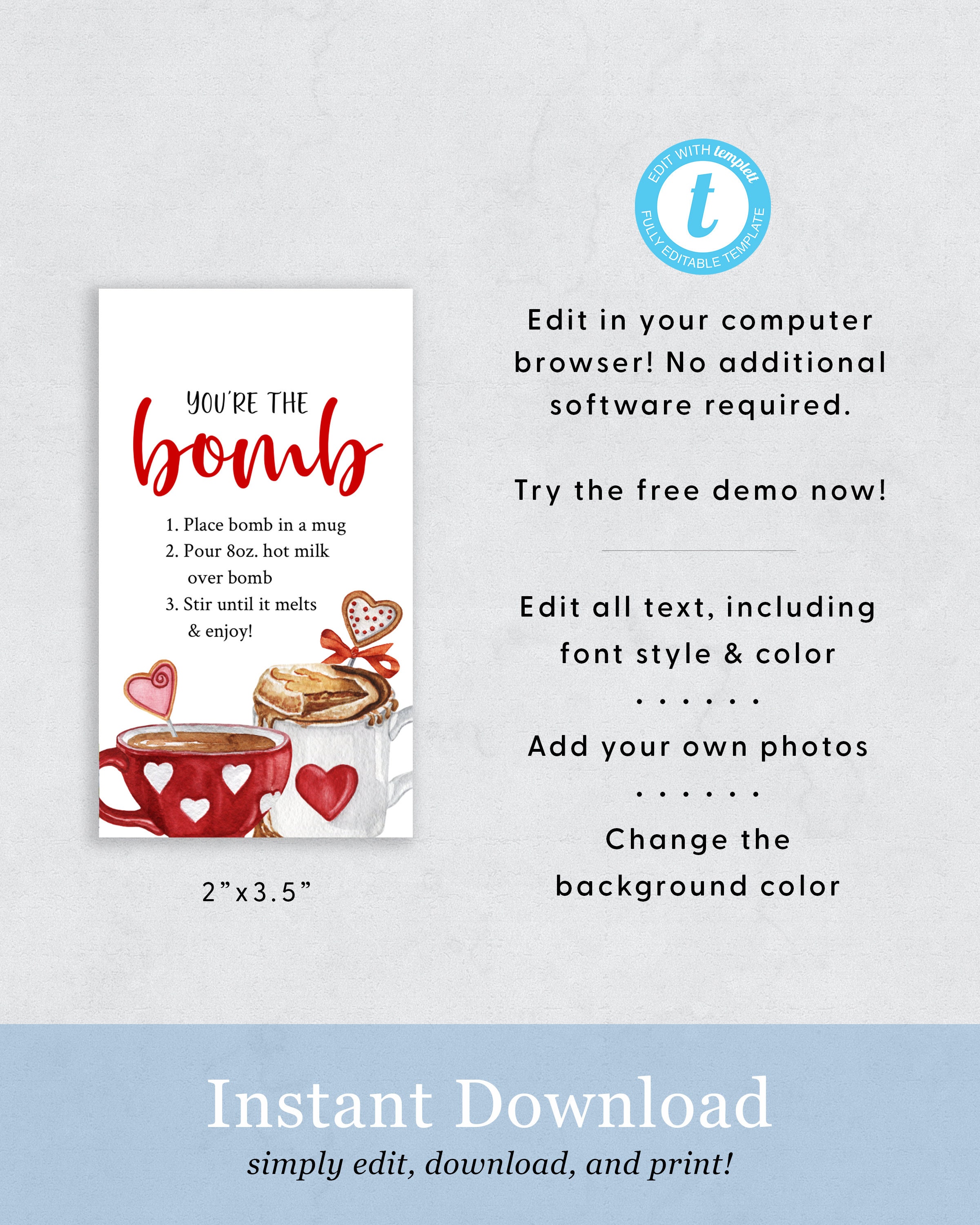 Valentine's Day Hot Chocolate Bomb Tag Printable Hot | Etsy