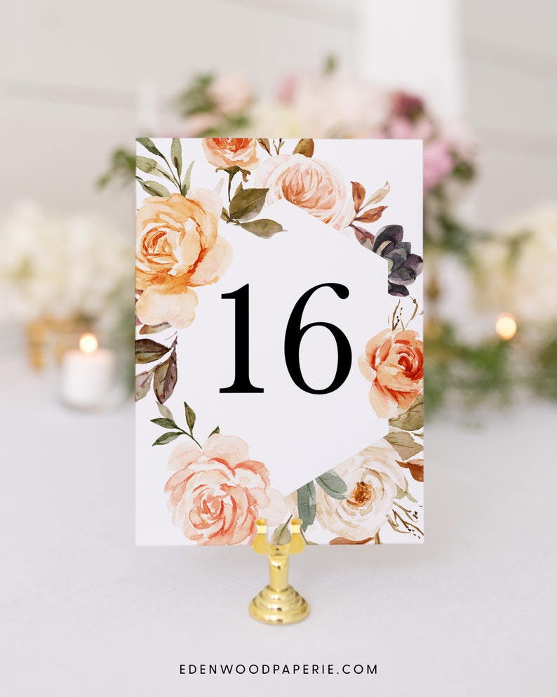 Fall Wedding Table Numbers Autumn Wedding Table Number Cards - Etsy
