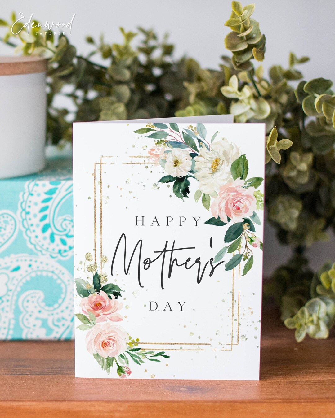 Floral Mother's Day Card Template, Printable Mother's Day Card, DIY ...