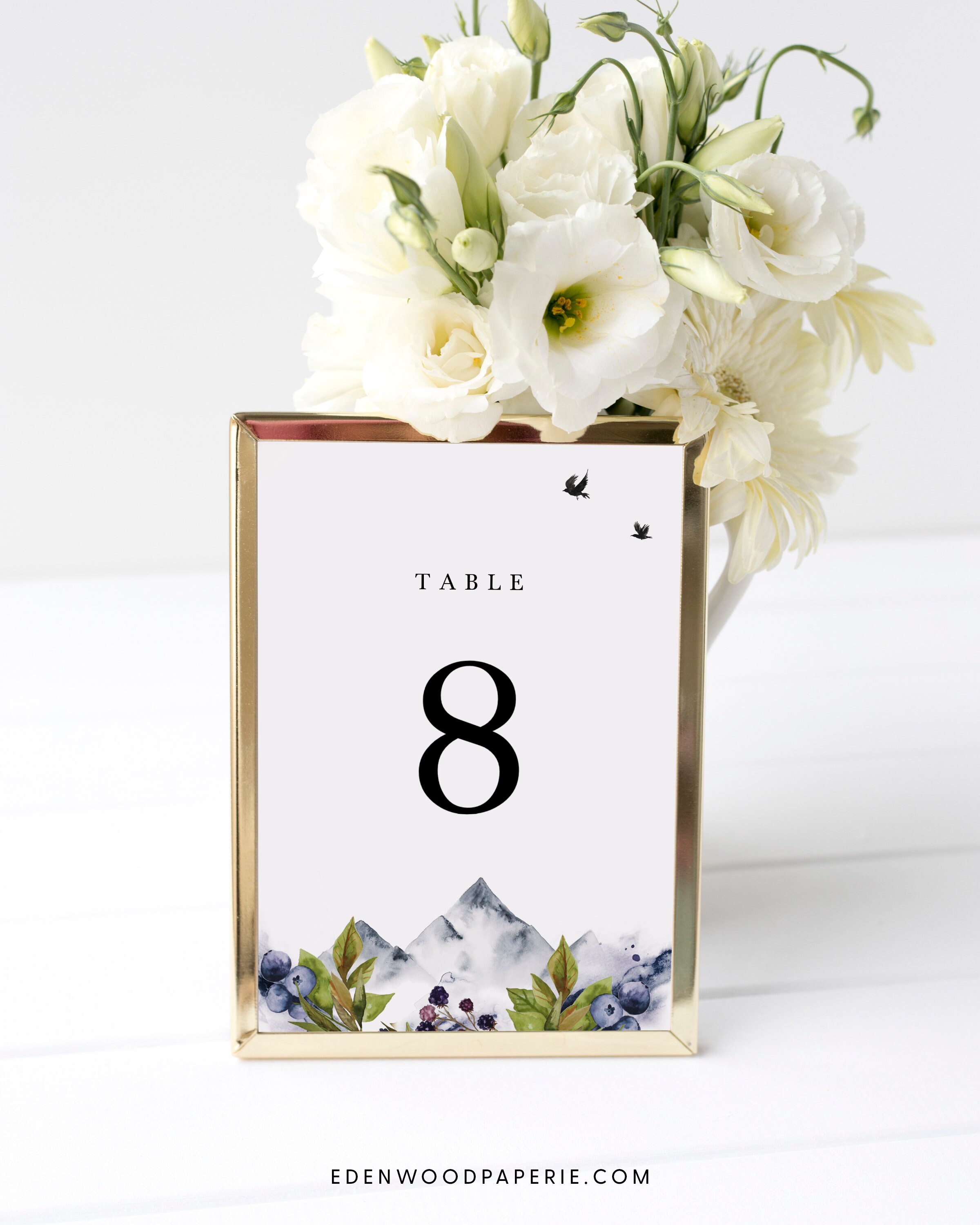 Mountain Wedding Table Numbers Template, Rustic Wedding Table Number ...