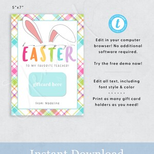 Easter Teacher Gift Card Holder, Printable Easter Gift Card Holder ...