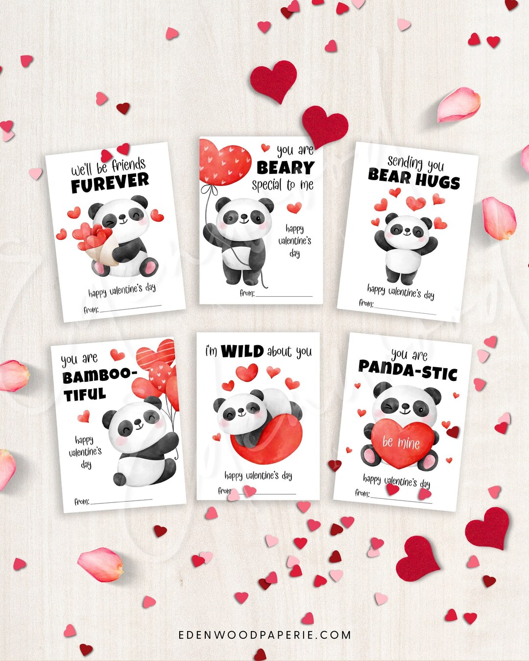 Printable Panda Valentine's Day Cards, Classroom Valentine's Day Cards ...