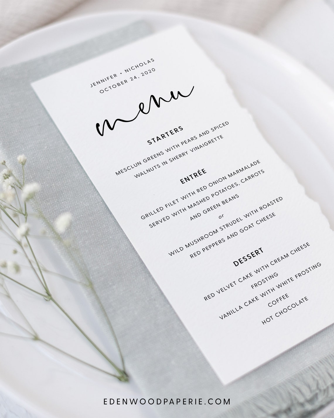 Modern Minimalist Wedding Menu Template Minimalist Wedding - Etsy