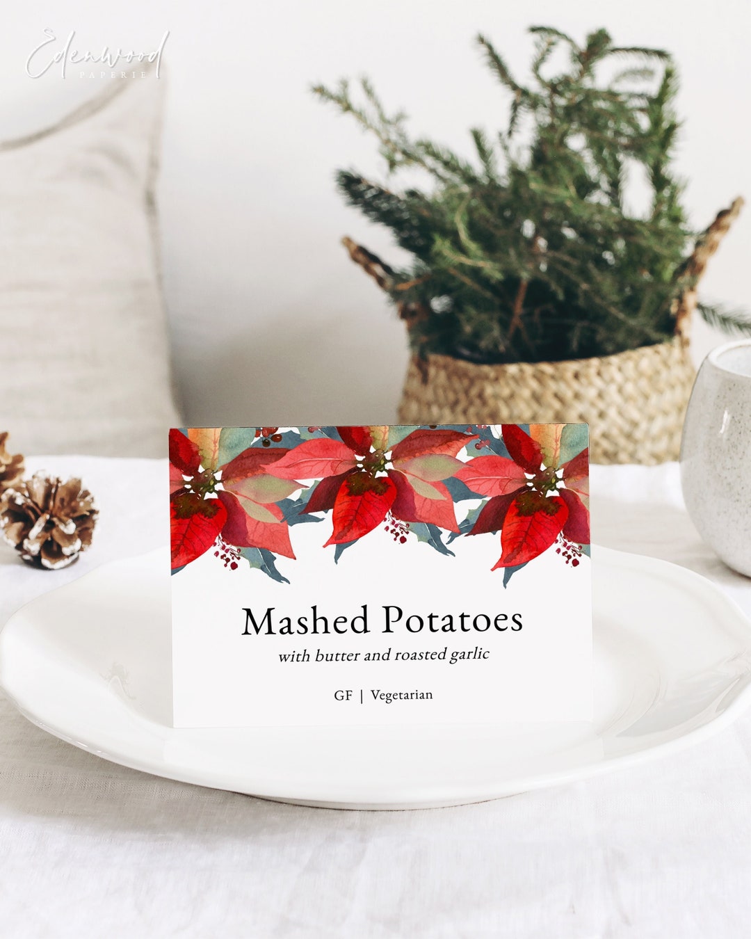 Christmas Buffet Cards, Holiday Food Label Cards, Printable Buffet ...