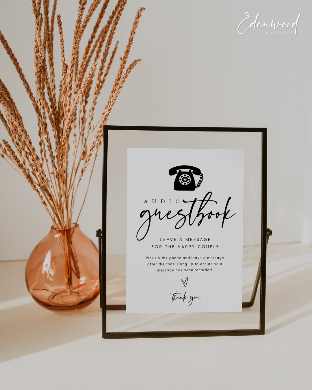 Audio Guestbook Sign, Audio Wedding Guestbook Sign Template, Voicemail ...