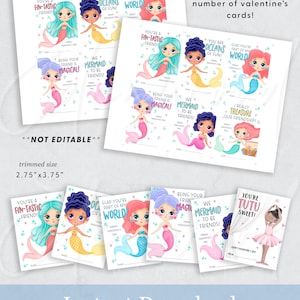 Printable Mermaid Valentine's Day Cards, Classroom Valentine's Day ...