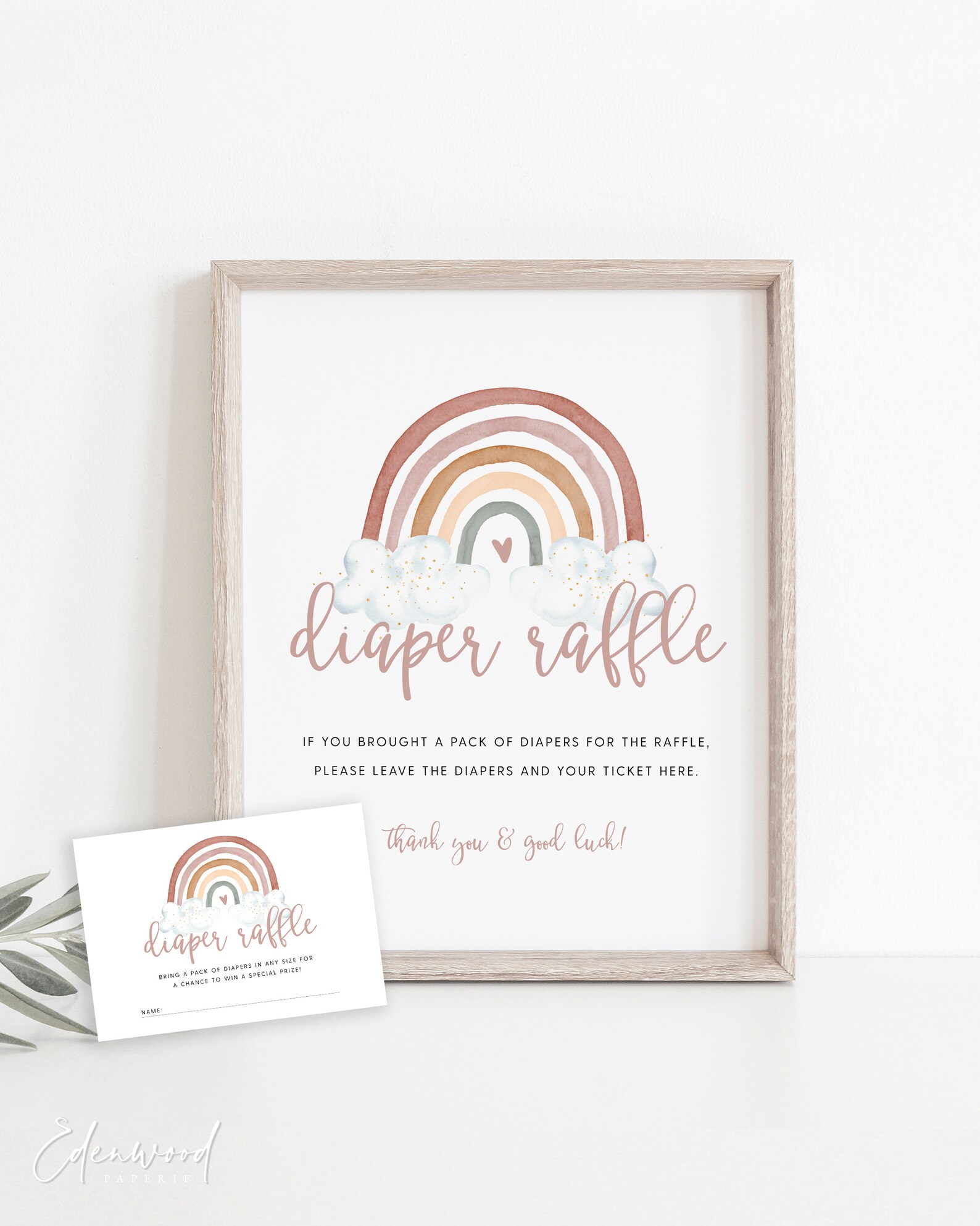 Boho Rainbow Baby Shower Diaper Raffle, Rainbow Baby Shower Diaper ...