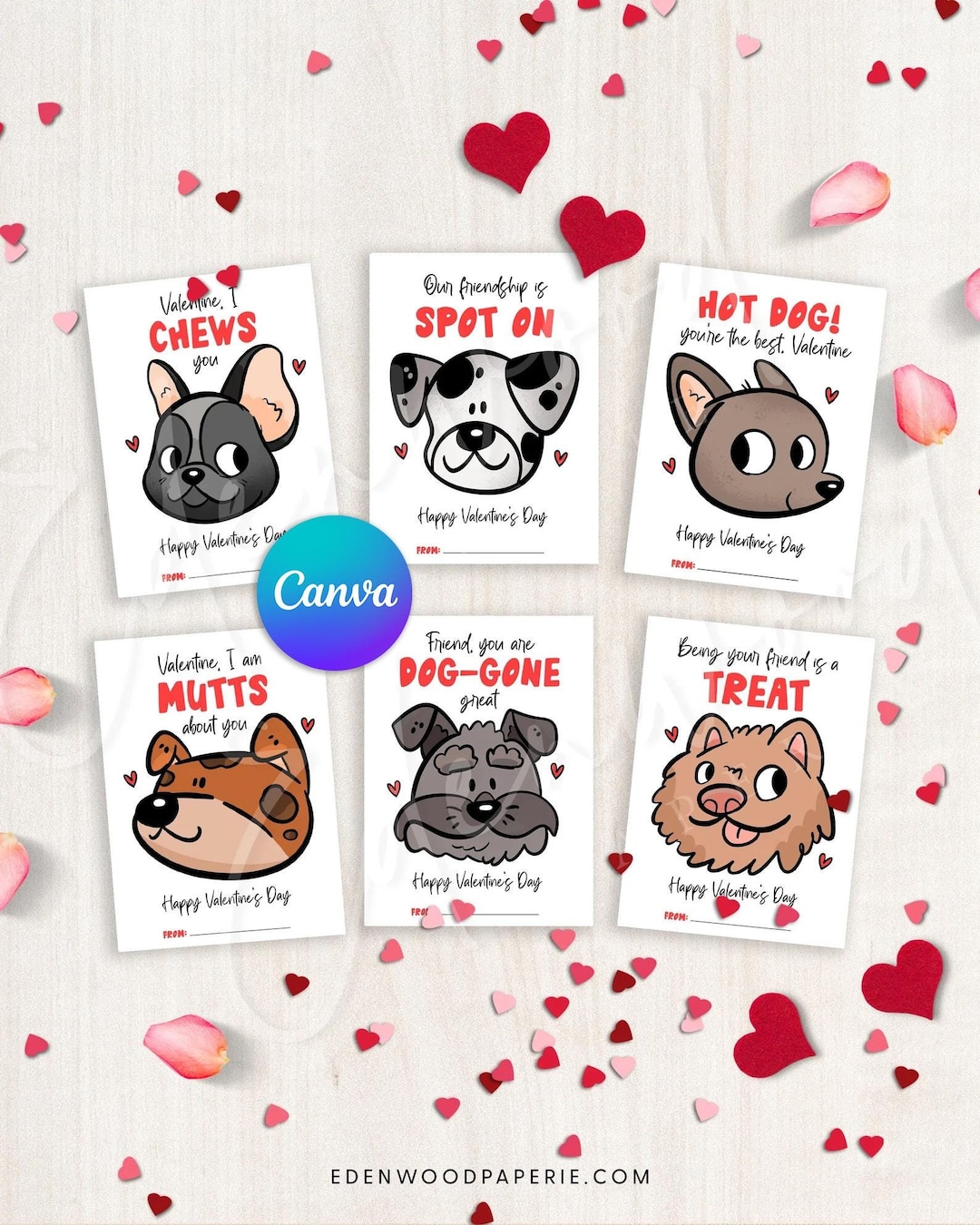 EDITABLE Dog Valentine's Day Cards, Classroom Valentine's Day Cards for ...