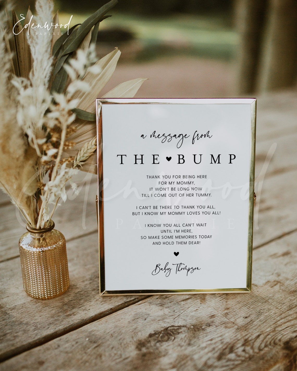 Printable Baby Shower Bump Sign, Message From the Bump Sign, Thank You ...