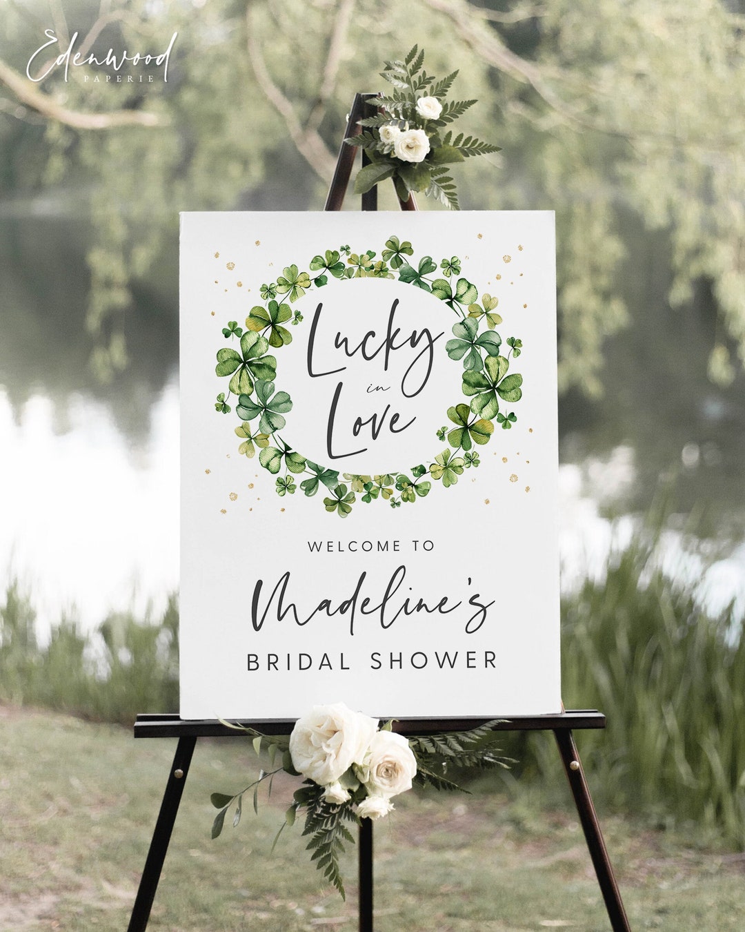 Lucky in Love Bridal Shower Welcome Sign Template, St. Patty's Bridal ...
