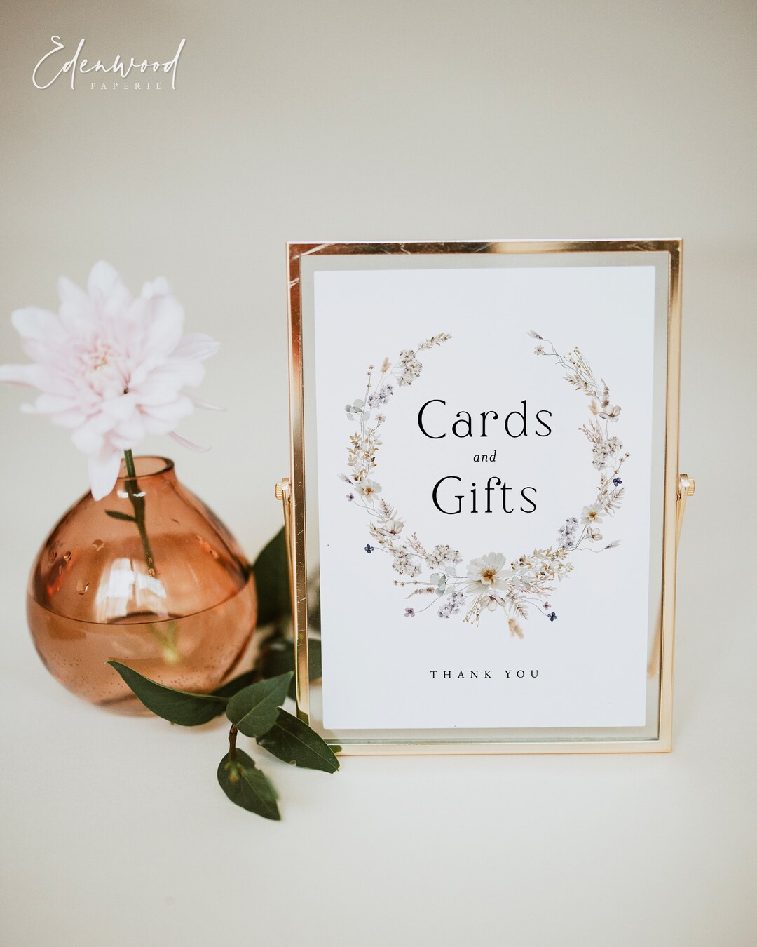 Elegant Wedding Gifts Table Sign Template (5x7" & 8x10"), Wildflower ...