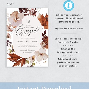 Fall Engagement Party Invitation Template, Autumn Engagement Party ...