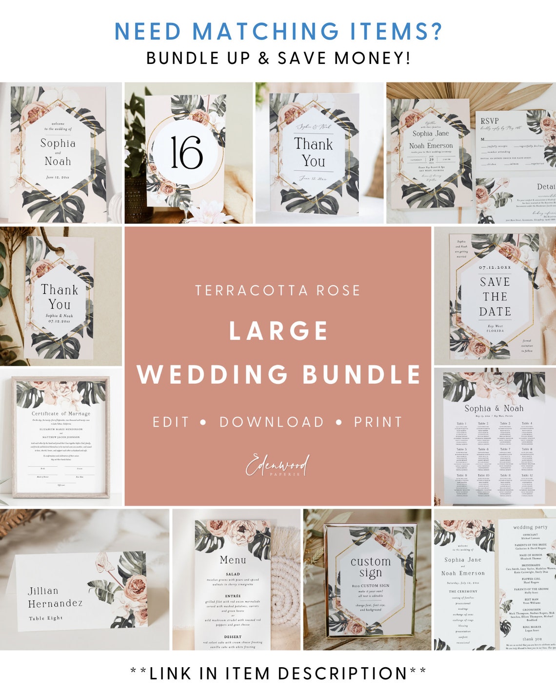 Boho Wedding Invitation Set Tropical Wedding Invitation Suite - Etsy